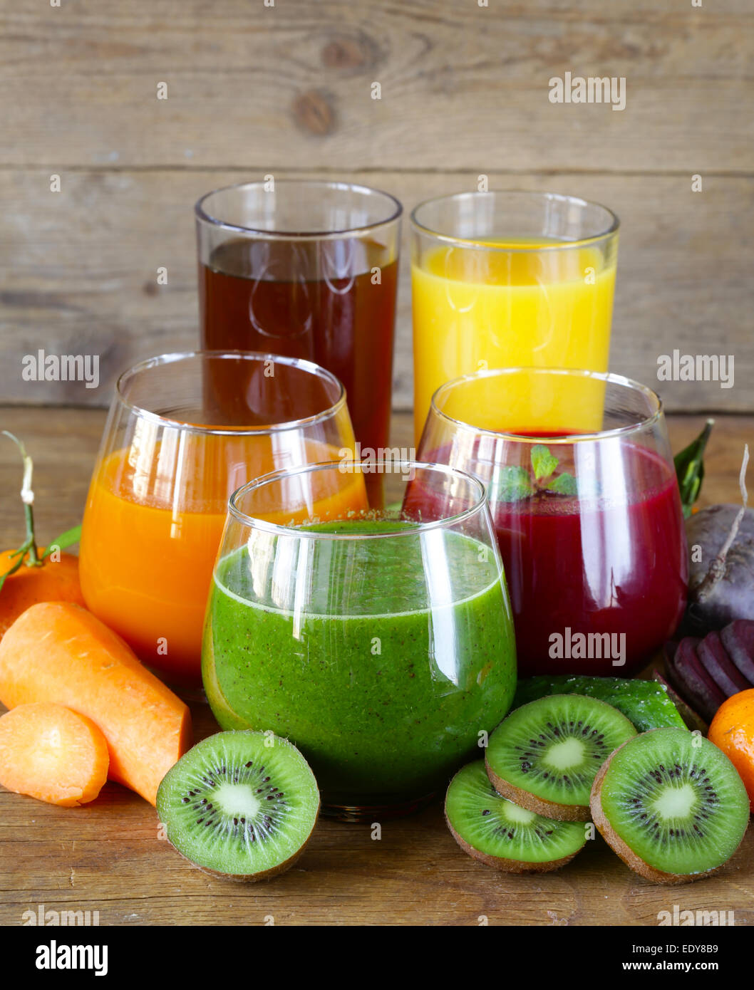 assorted fresh juices from fruits and vegetables Stock Photo - Alamy