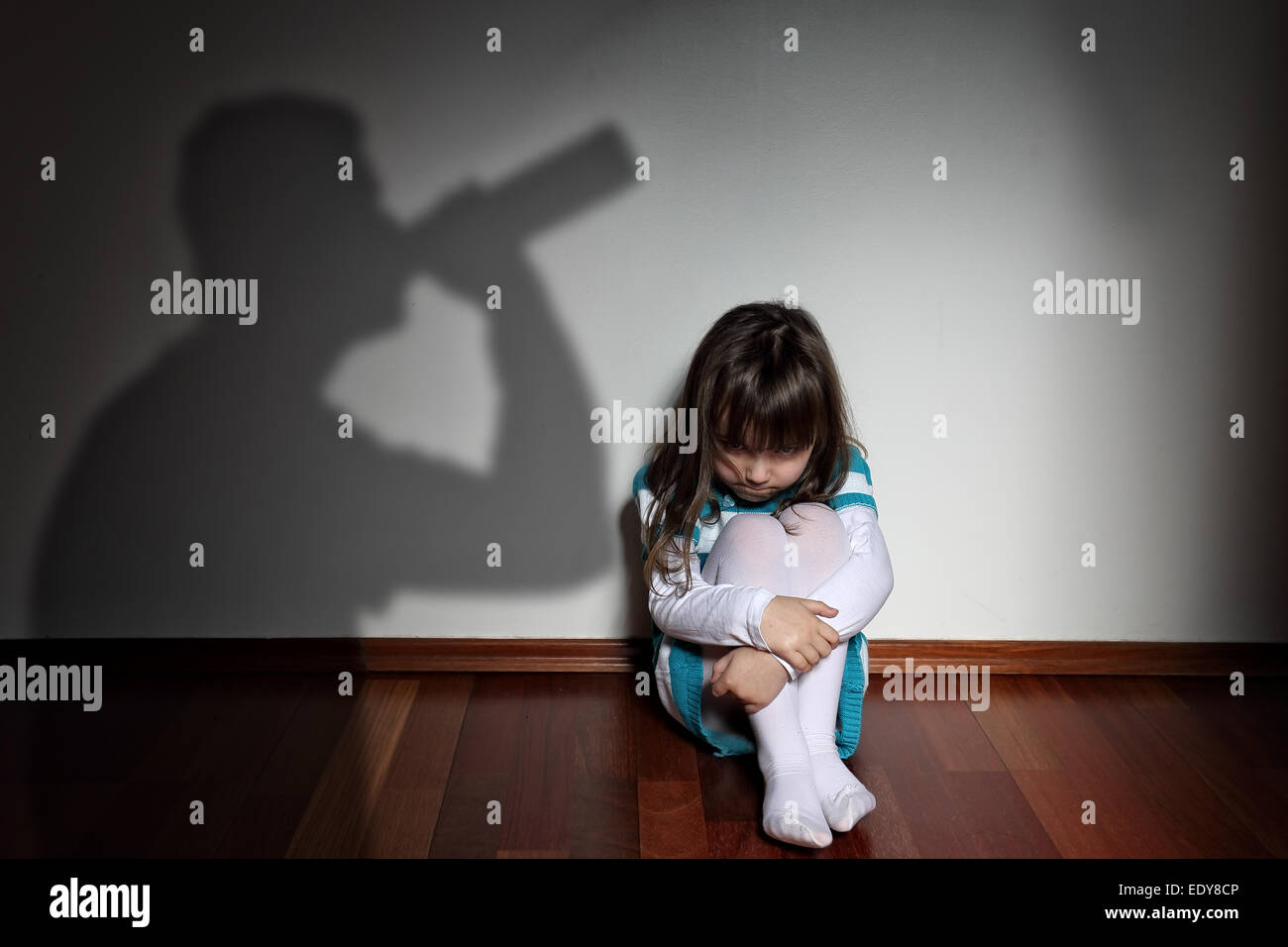 Alcohol at home - rejected sad child Stock Photo - Alamy