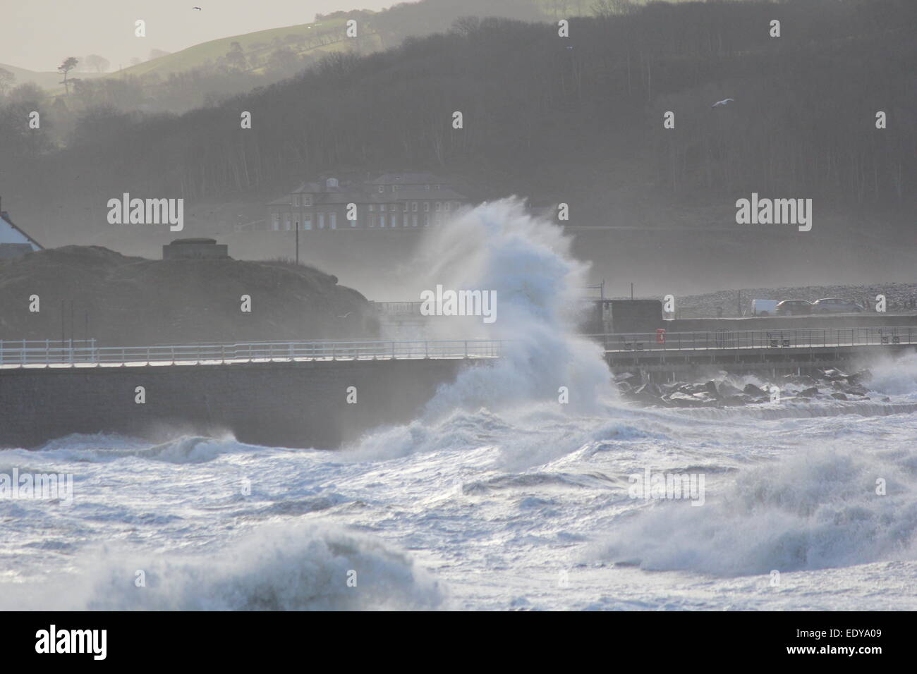 Aberystwyth west Wales UK.. Gale force winds & angry seas batter the ...