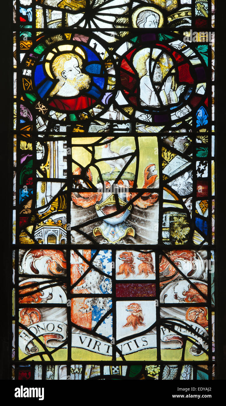 Medieval stained glass, St. Mary`s Church, Melton Mowbray ...