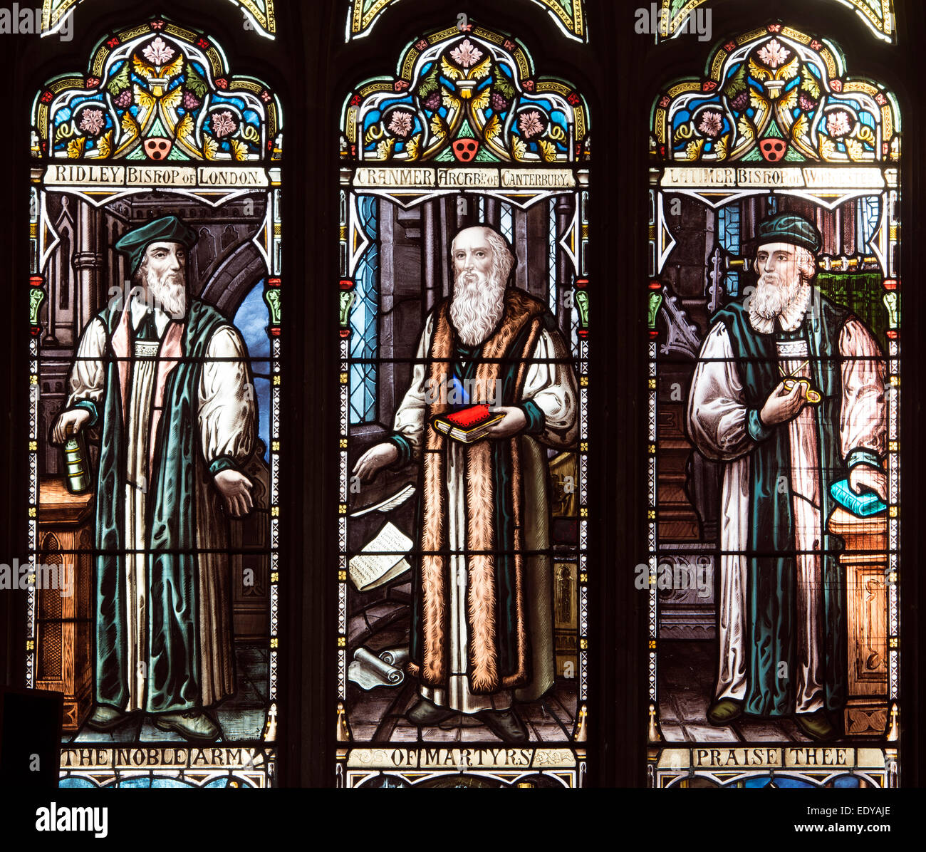 Ridley, Cranmer and Latimer stained glass, St. Mary`s Church, Melton ...