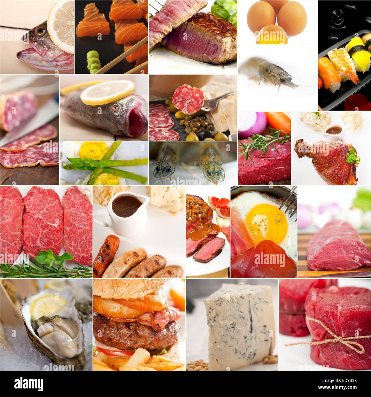 high protein food collection collage nested on white frame Stock Photo ...