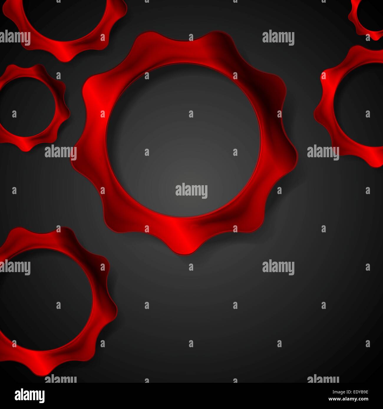 Red metal gears on black background. Vector tech design Stock Photo - Alamy