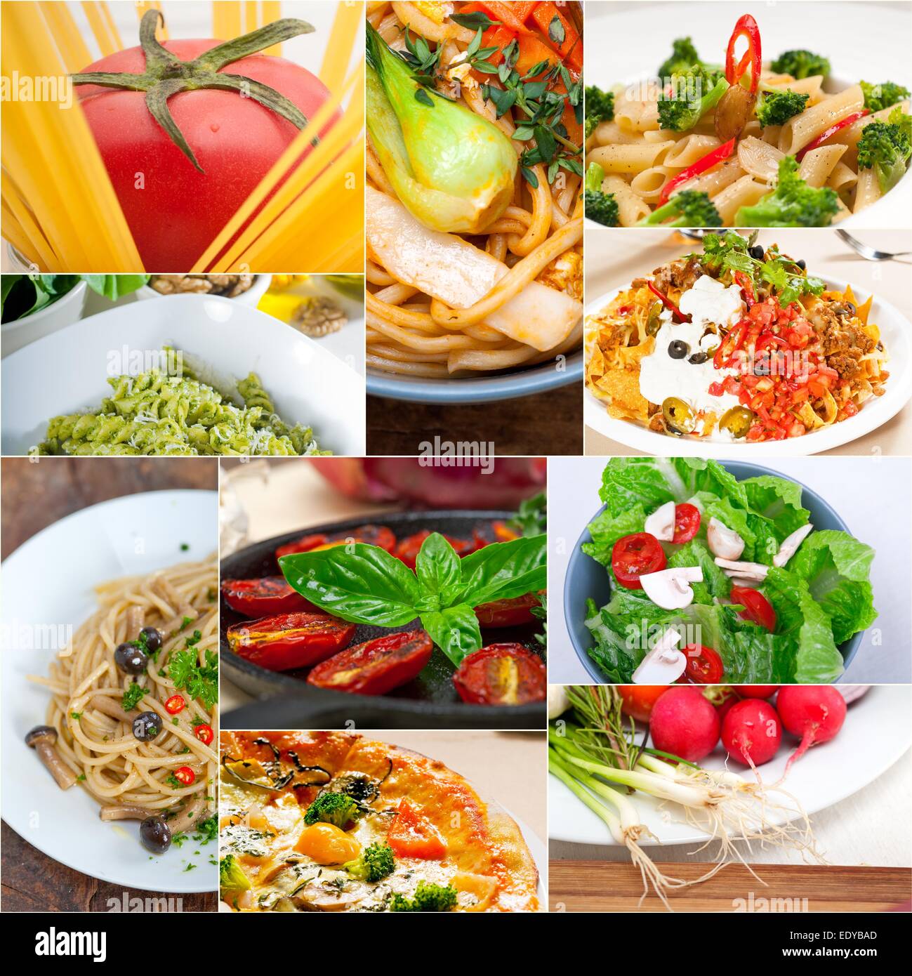 healthy Vegetarian vegan food collage nested on white frame Stock Photo ...