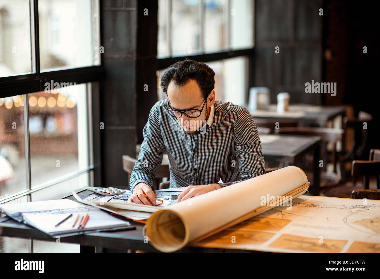 Architect work drafting table hi-res stock photography and images - Alamy
