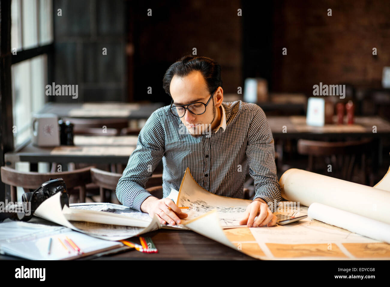 Architect table plan hi-res stock photography and images - Alamy