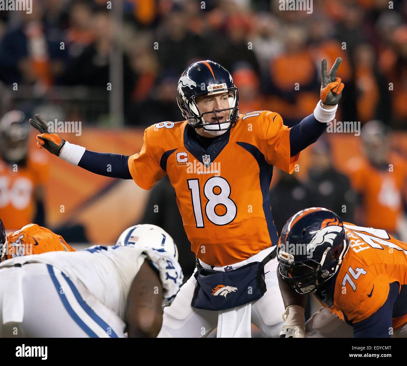 Denver, Colorado, USA. 11th Jan, 2015. Broncos QB PEYTON MANNING calls ...