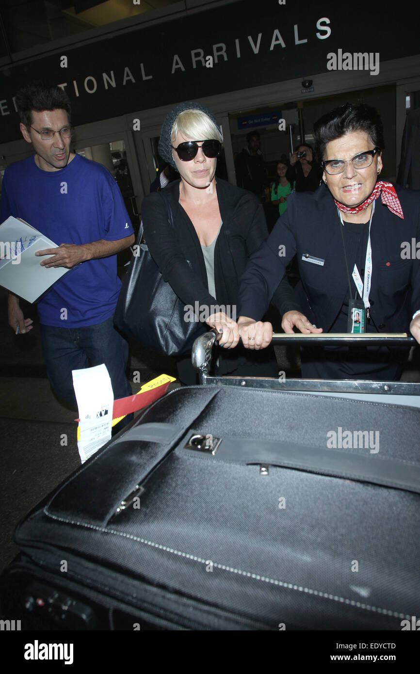 Pink (real name Alicia Moore) arrives at Los Angeles International ...