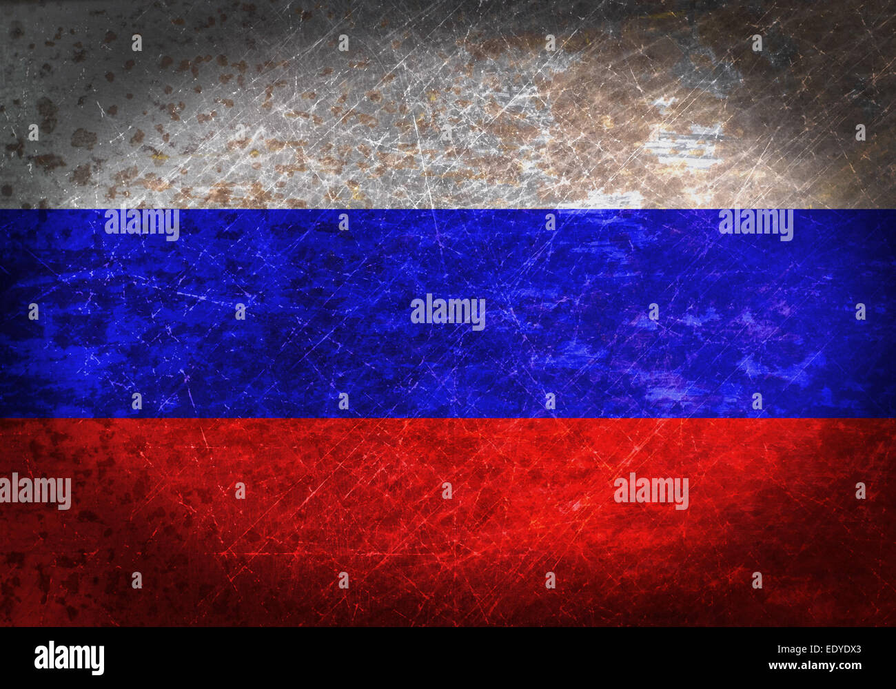 Old rusty metal sign with a flag - Russia Stock Photo - Alamy