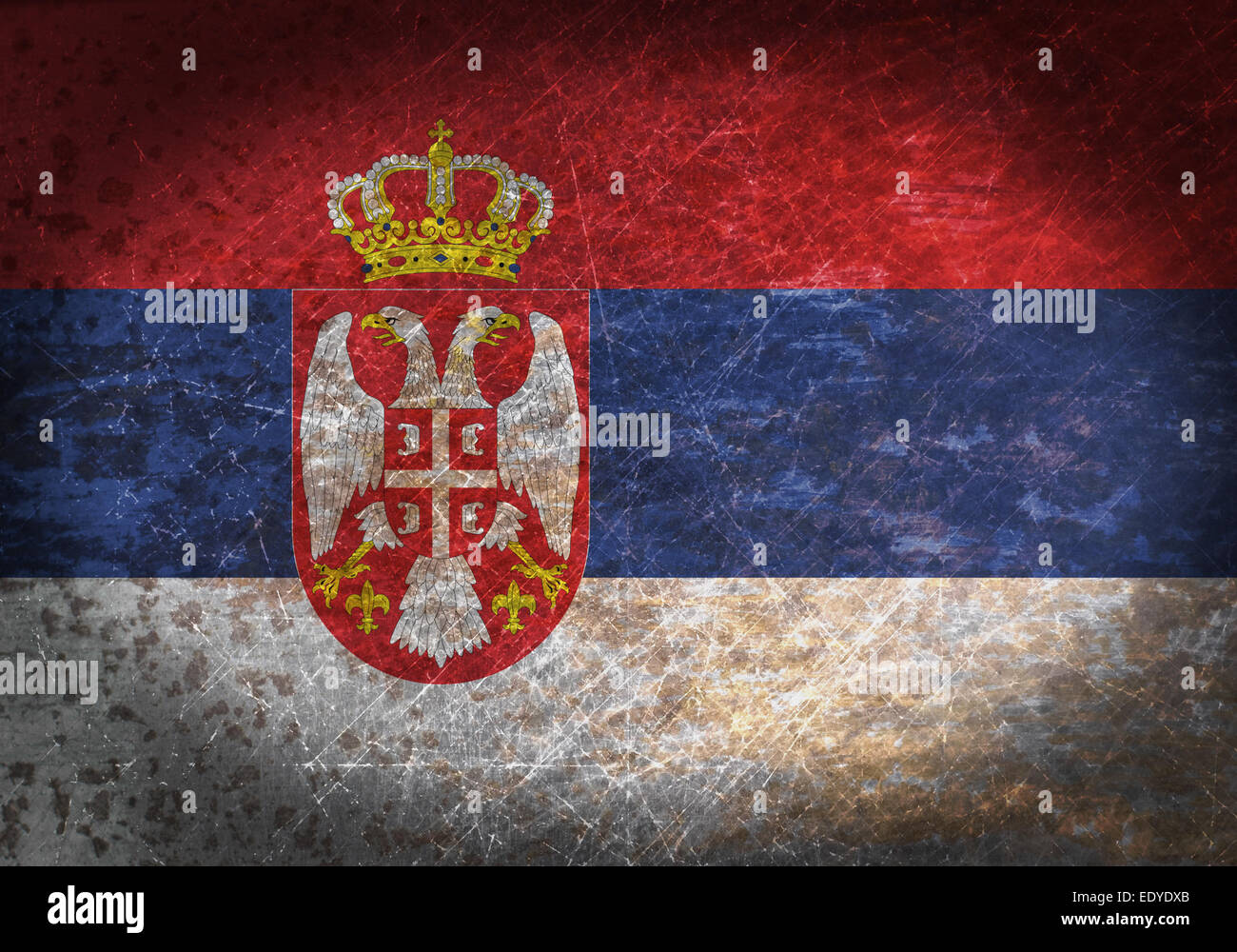 Old rusty metal sign with a flag - Serbia Stock Photo - Alamy
