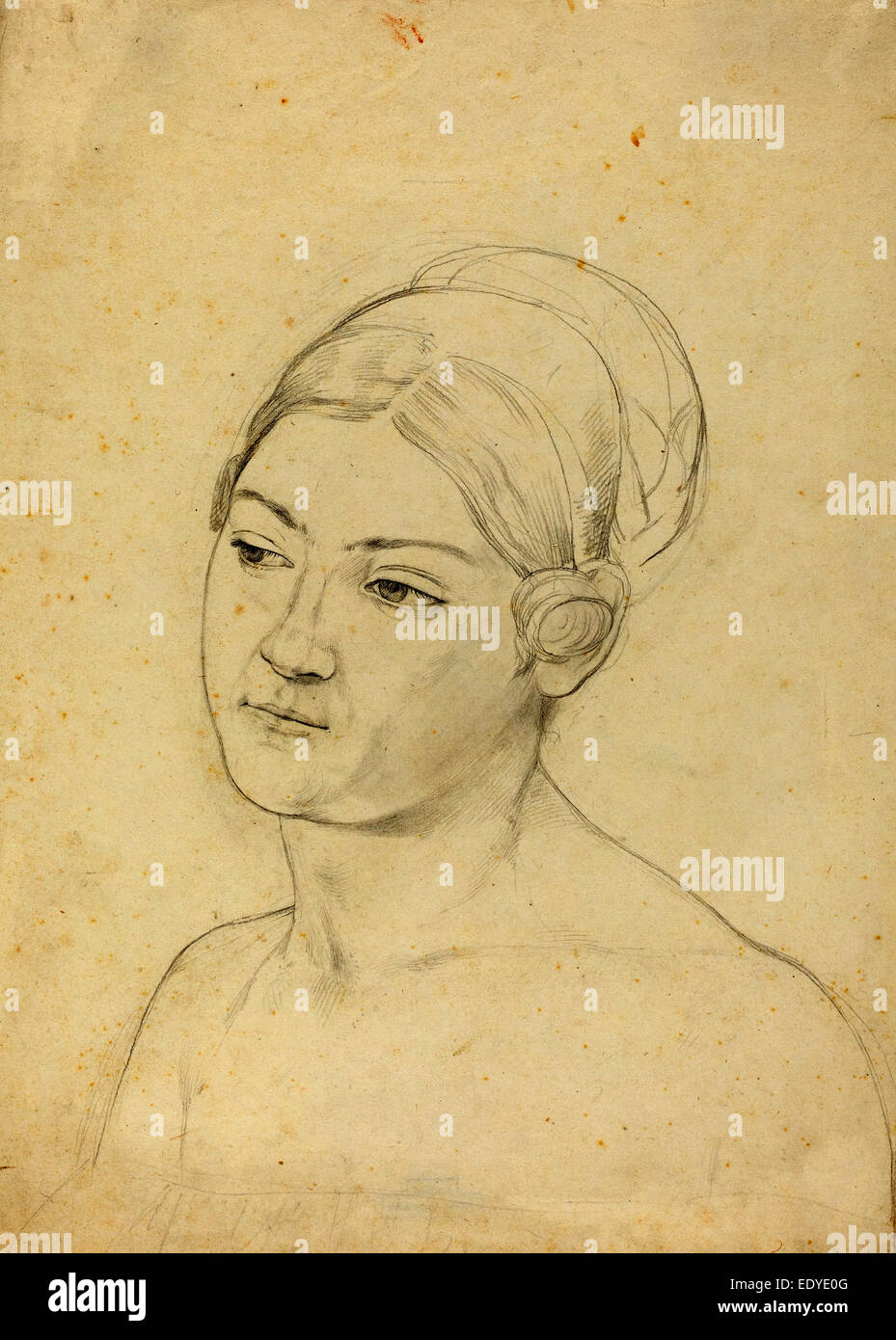 Moritz Daniel Oppenheim (German, 1800 - 1889), Head of a Young Woman ...