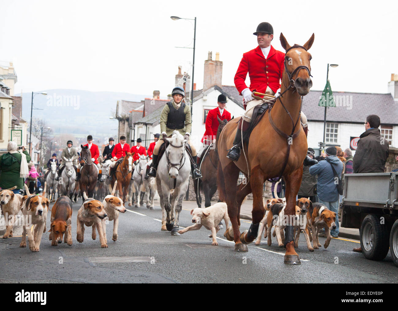 The traditional Boxing Day hunt in Denbigh, North Wales takes place on ...