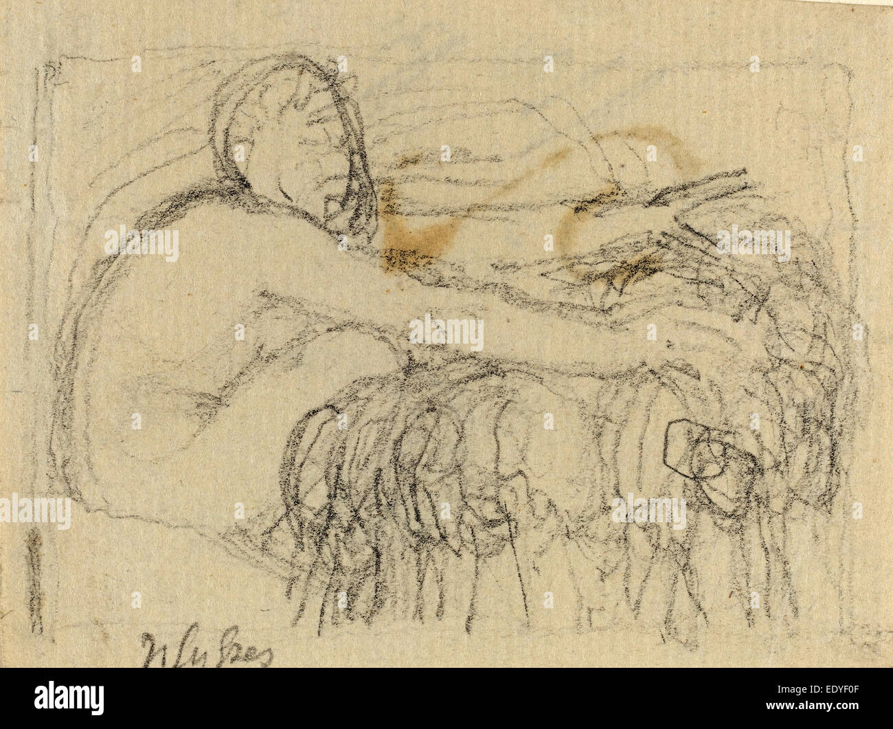John Flaxman (British, 1755 - 1826), Seated Figure with Arms ...