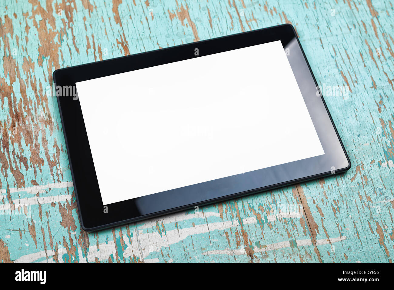 Digital Tablet Computer with Blank White Screen as Copy Space on Office ...