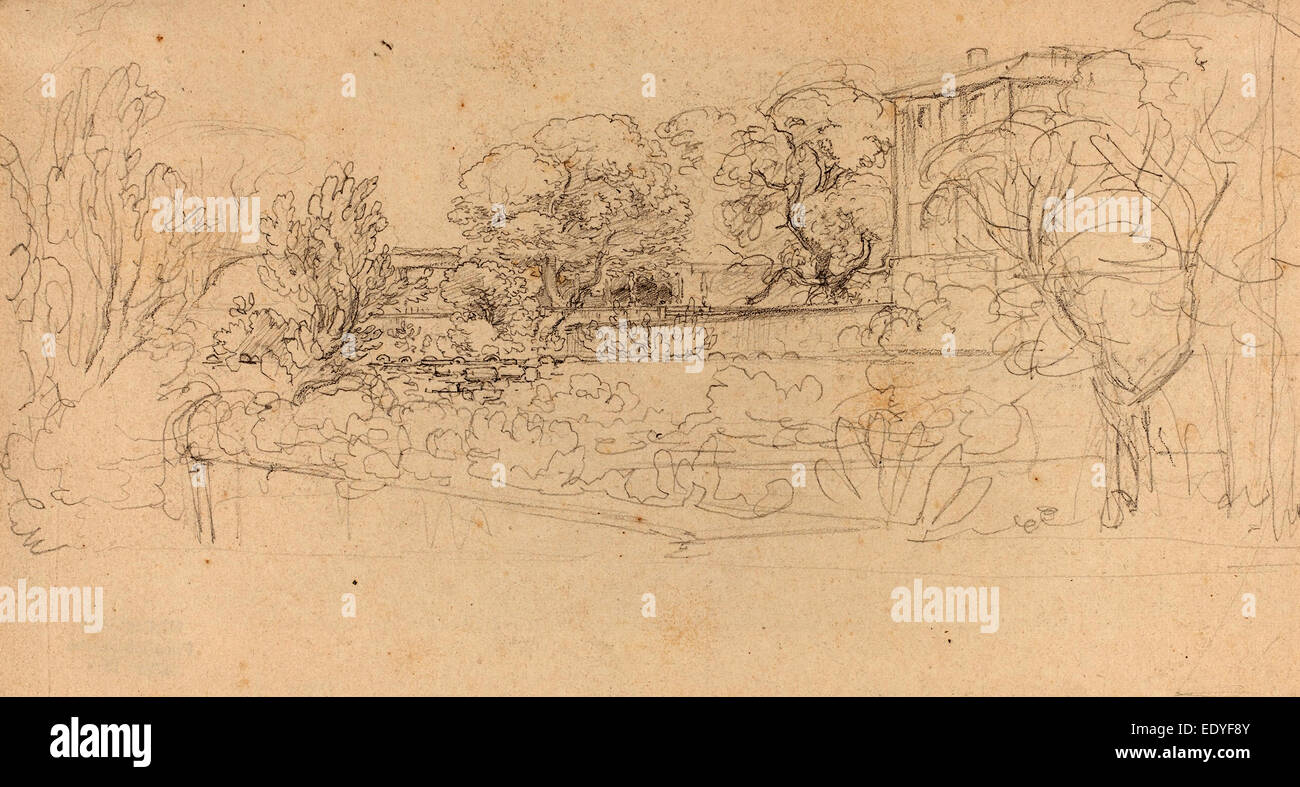 Friedrich Salathé (Swiss, 1793 - 1858), A Terraced Garden by a Villa ...