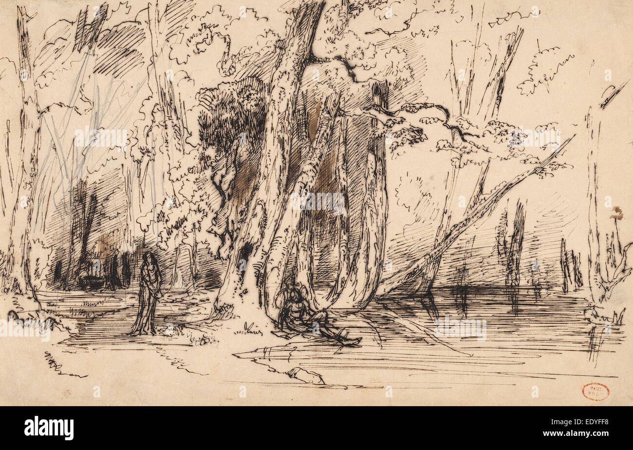 Paul Huet, Flooding in the Forest of the Ile Séguin, French, 1803 ...