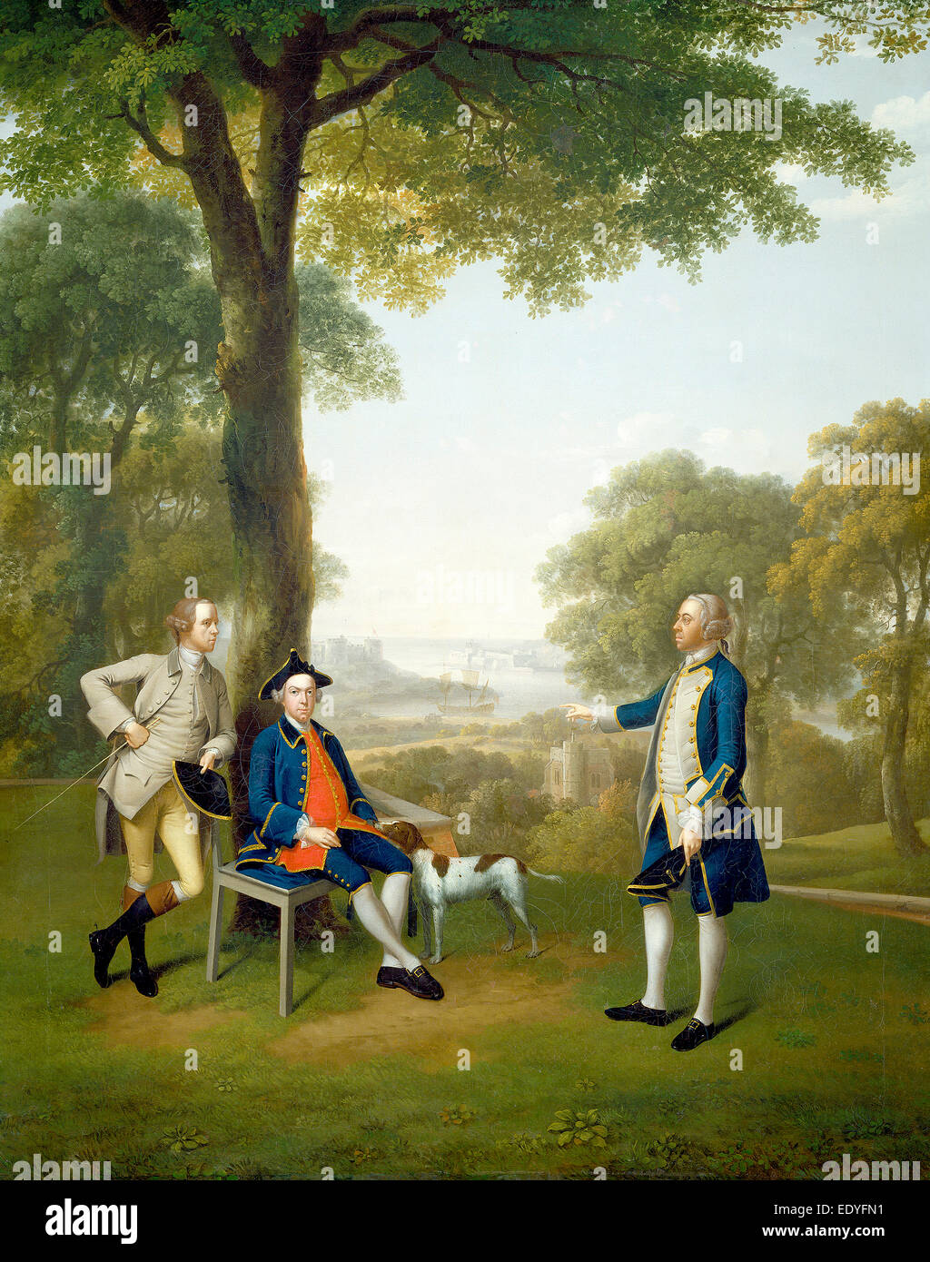 Arthur Devis (British, 1712 - 1787), Arthur Holdsworth Conversing with Thomas Taylor and Captain ...
