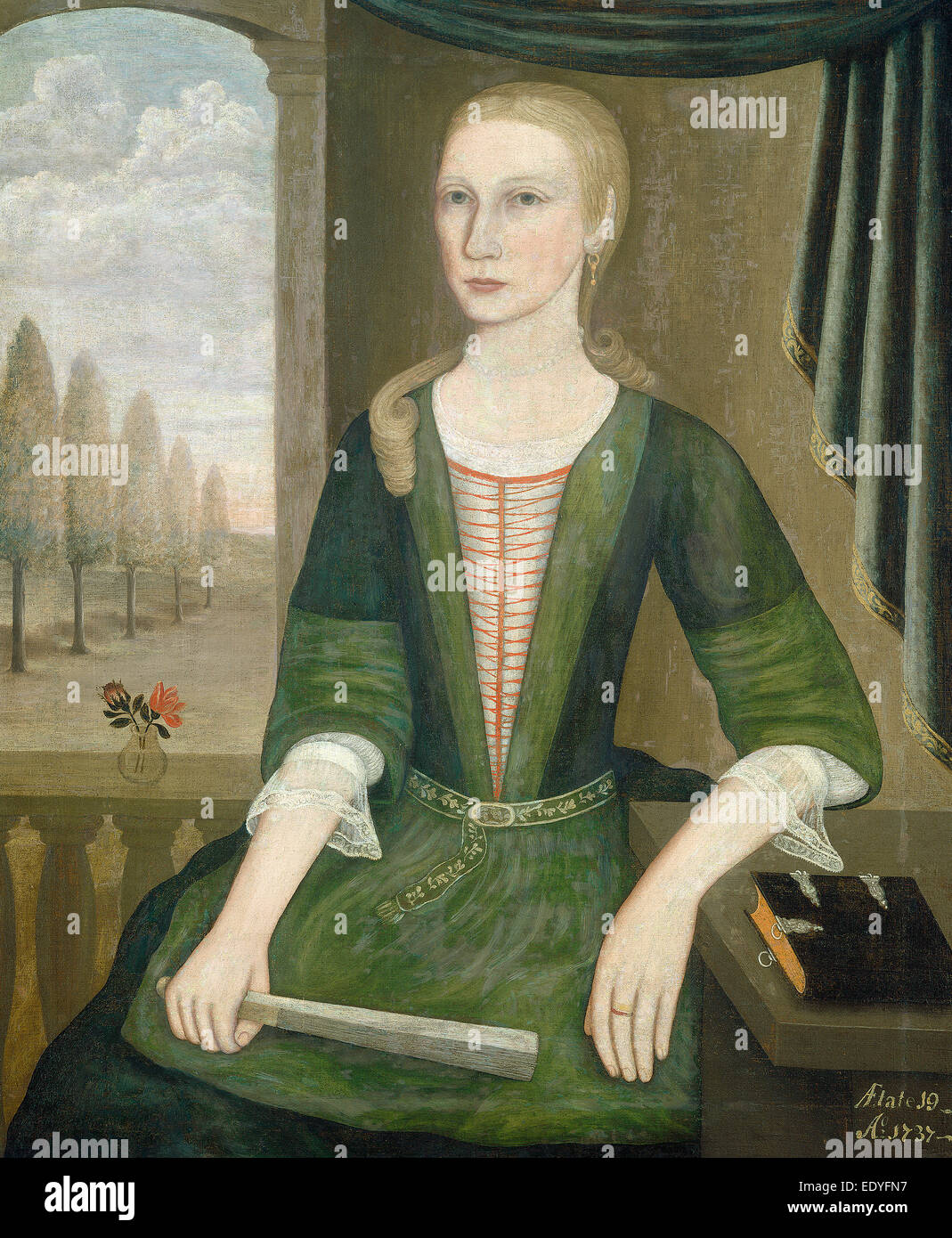 The Gansevoort Limner (Possibly Pieter Vanderlyn), Young Lady with a ...