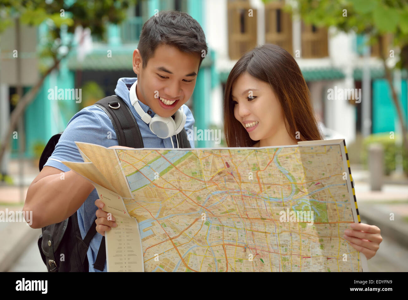 Summer Holiday , Dating , Happy Couple in Holidays with a map Stock ...