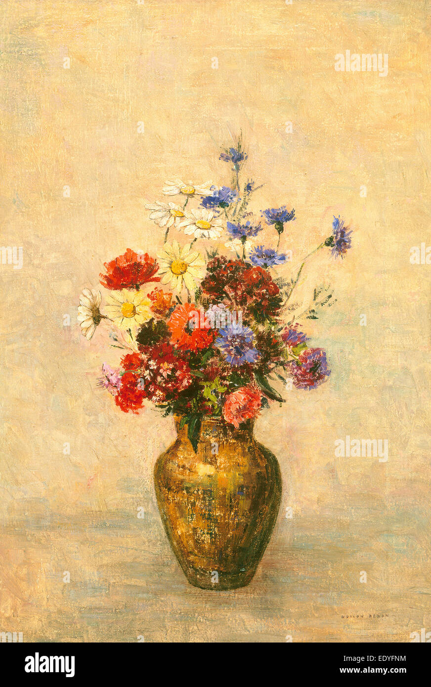 Odilon Redon, Flowers in a Vase, French, 1840 - 1916, c. 1910, oil on ...
