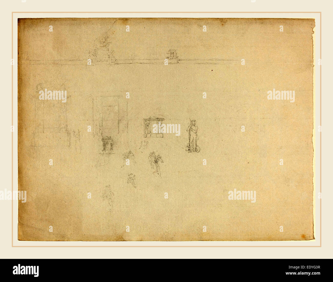John Flaxman, British (1755-1826), Sheet of Architectural and Figure ...