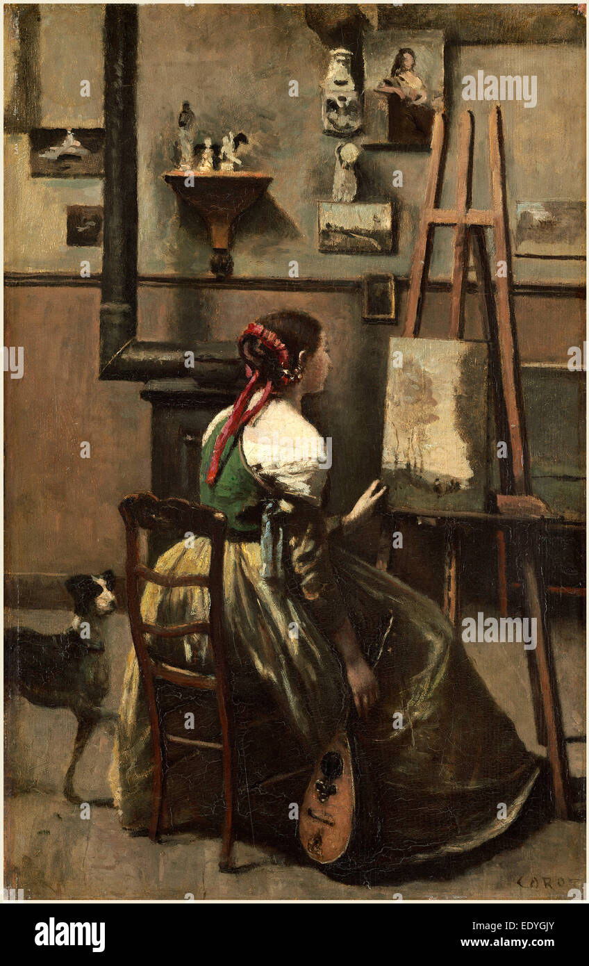 Jean-Baptiste-Camille Corot, French (1796-1875), The Artist's Studio, c ...