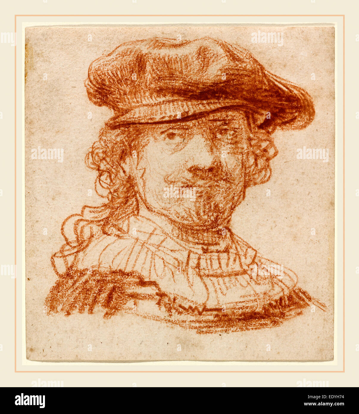 Rembrandt van Rijn, Dutch (1606-1669), Self-Portrait, c. 1637, red ...