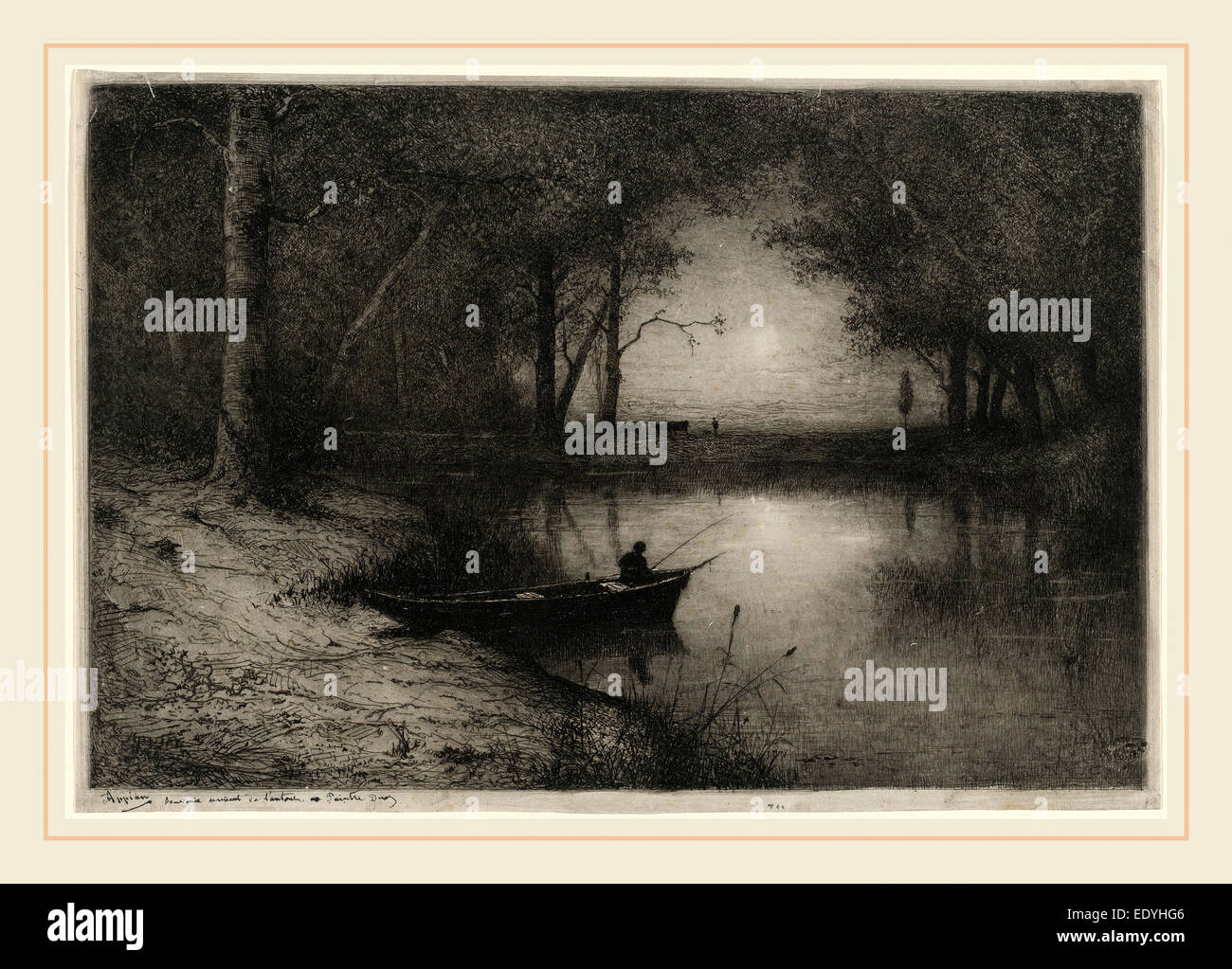 Adolphe Appian, Pêcheur en Canot, au bord d'une Rivière (Fisherman in a ...