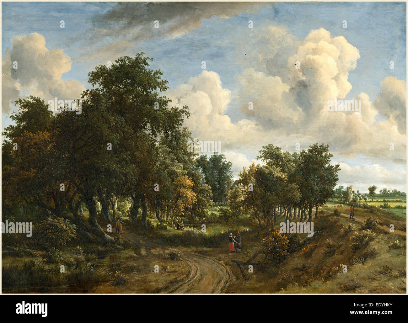 Meindert Hobbema, Dutch (1638-1709), A Wooded Landscape, 1663, oil on ...
