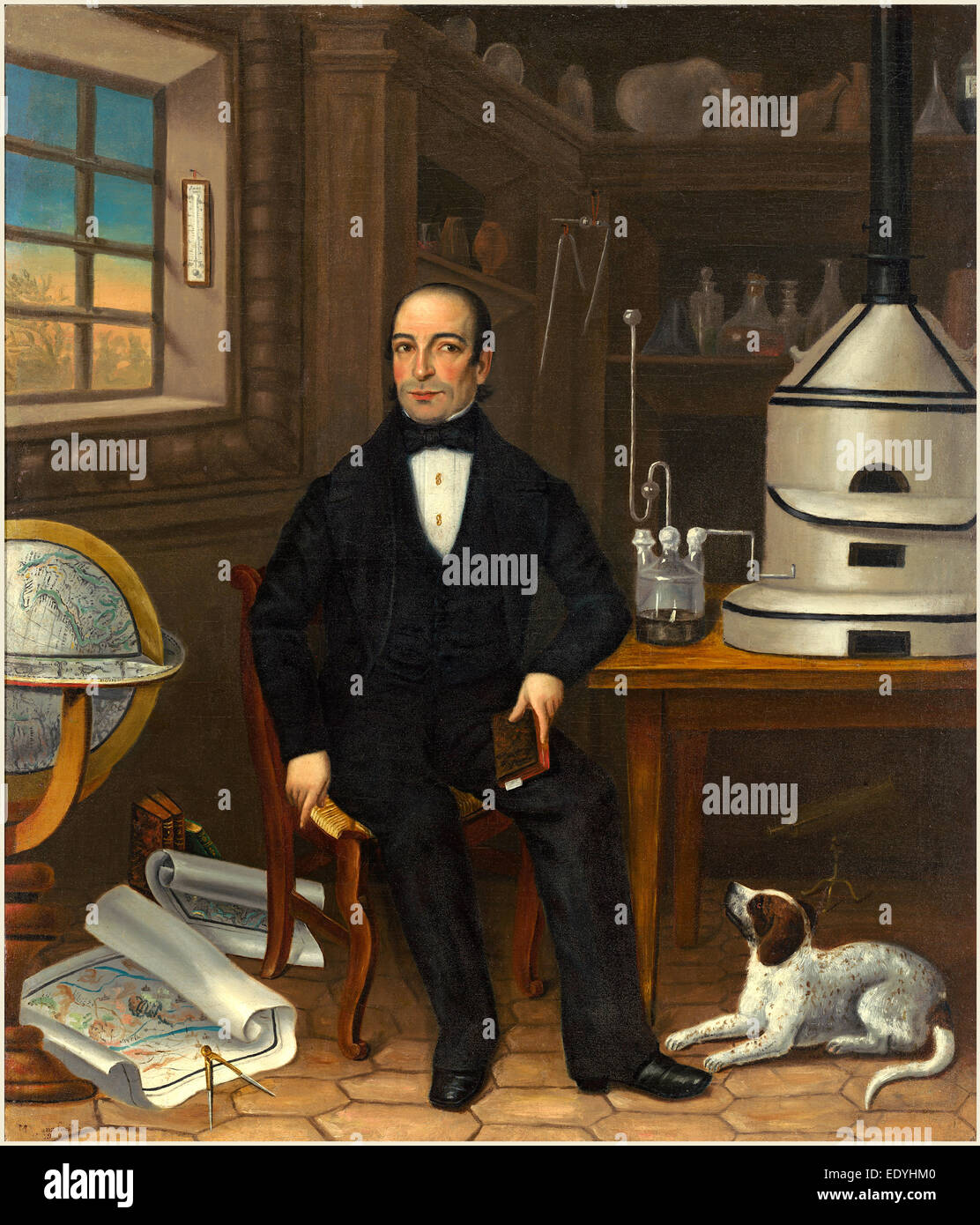 American 19th Century, Man of Science, 1839, oil on canvas Stock Photo ...