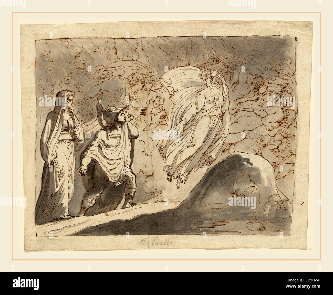 Bartolomeo Pinelli, Italian (1781-1835), Aeneas in the Underworld, pen ...