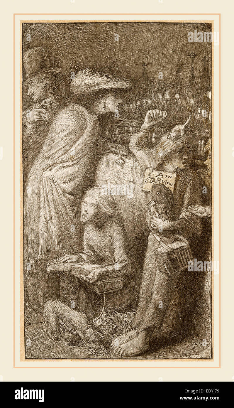 Simeon Solomon, I Am Starving, British, 1840-1905, 1857, pen and black ...