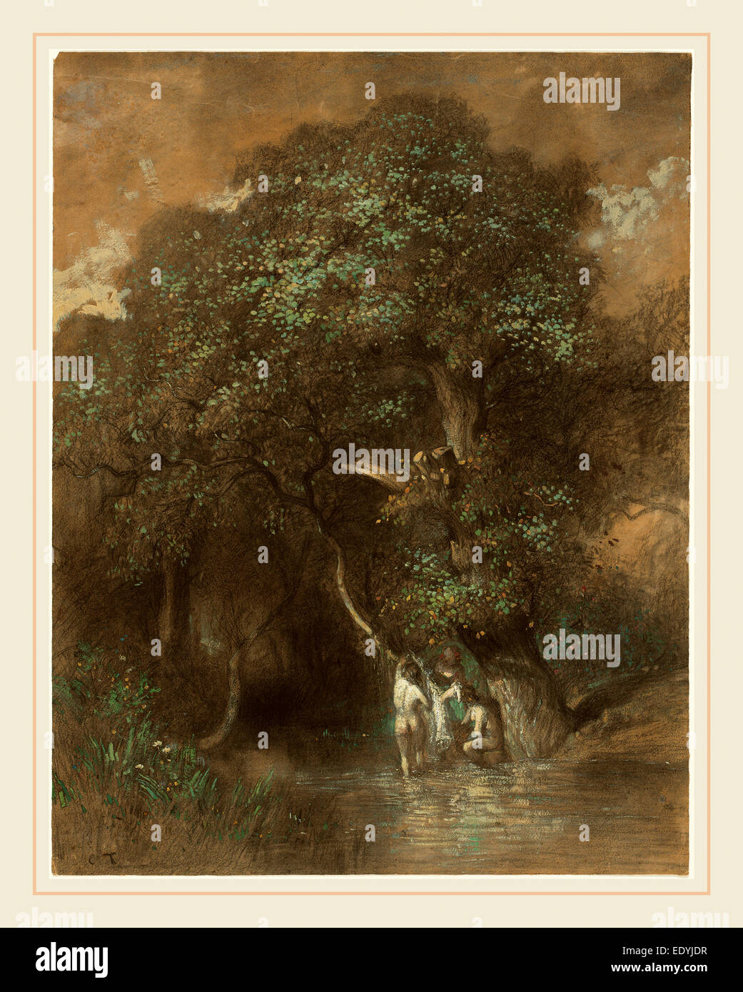 Constant Troyon, French (1810-1865), Bathers by a Giant Oak, c. 1842 ...