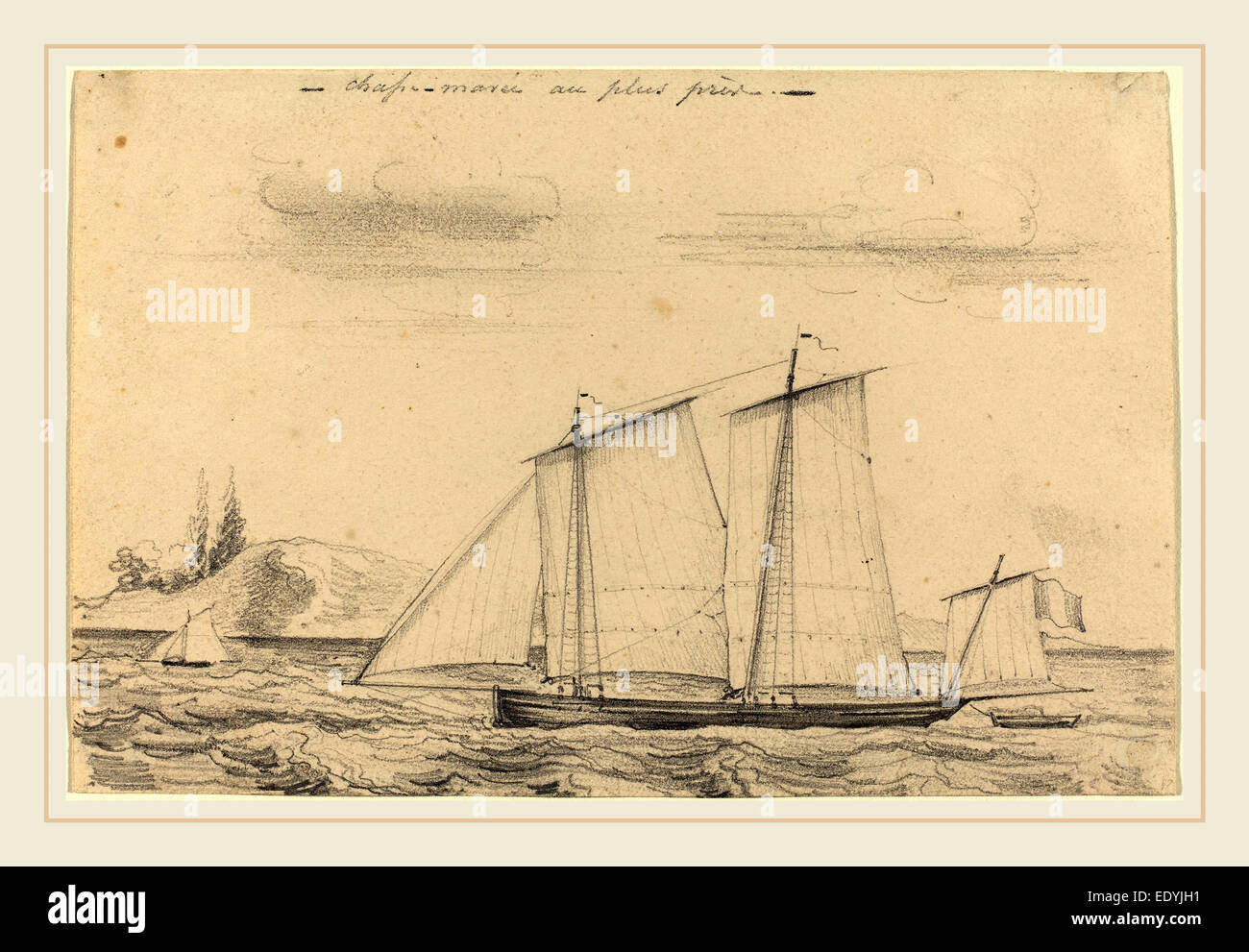 Charles Meryon, French (1821-1868), Chasse-maree au plus pres, graphite ...