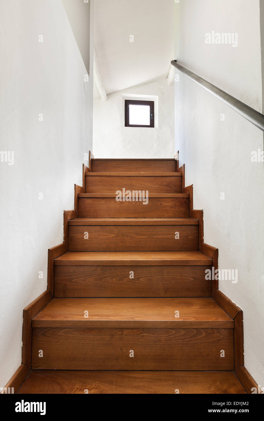 interior rustic house, wooden staircase view Stock Photo - Alamy