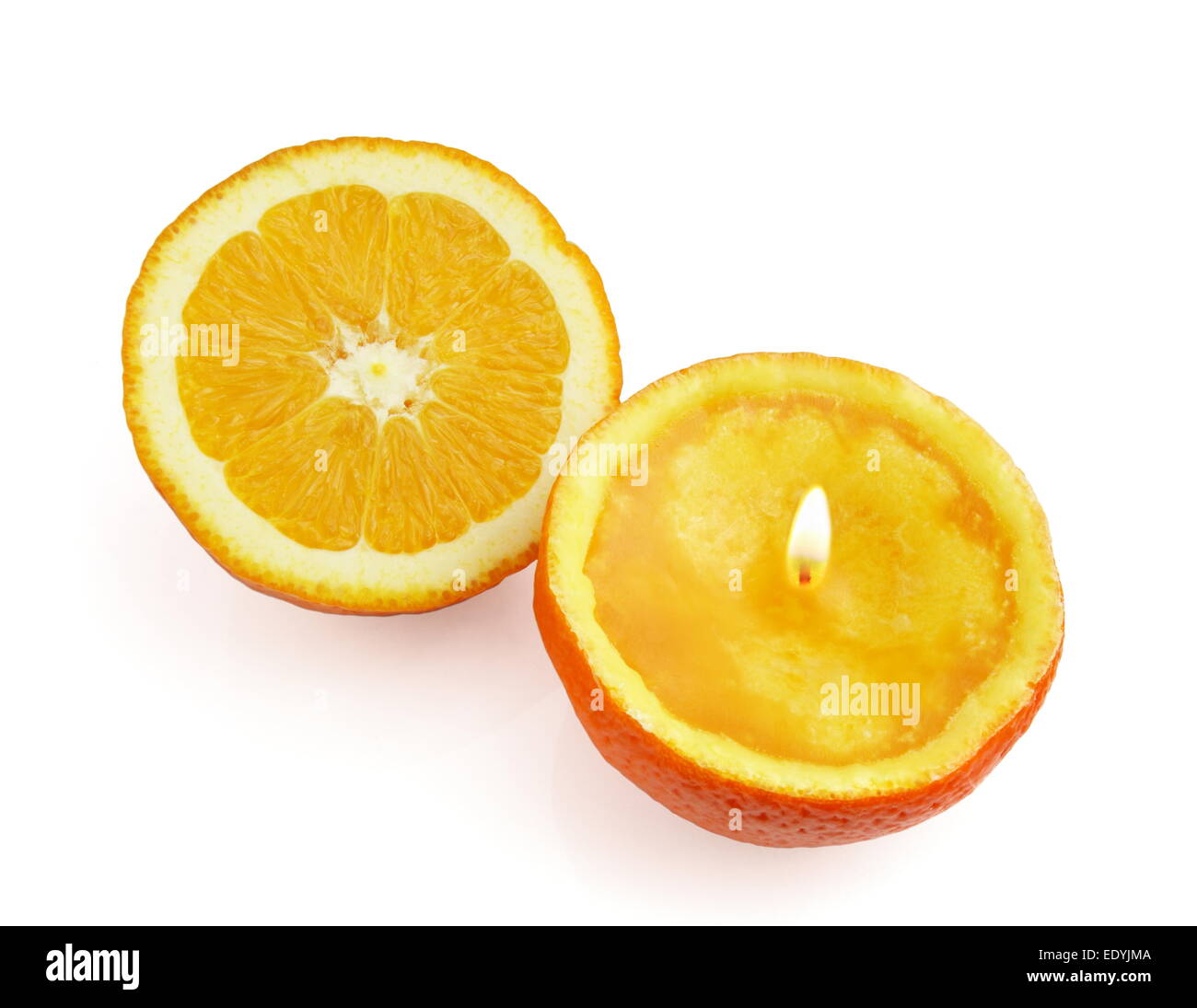 orange fruit candle isolated on white background Stock Photo - Alamy