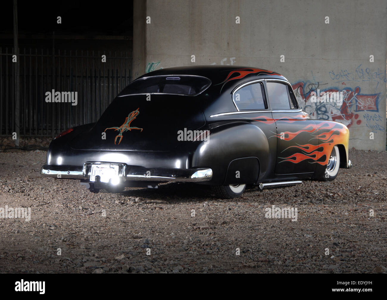 flame painted 1949 Chevrolet custom hotrod car Stock Photo - Alamy