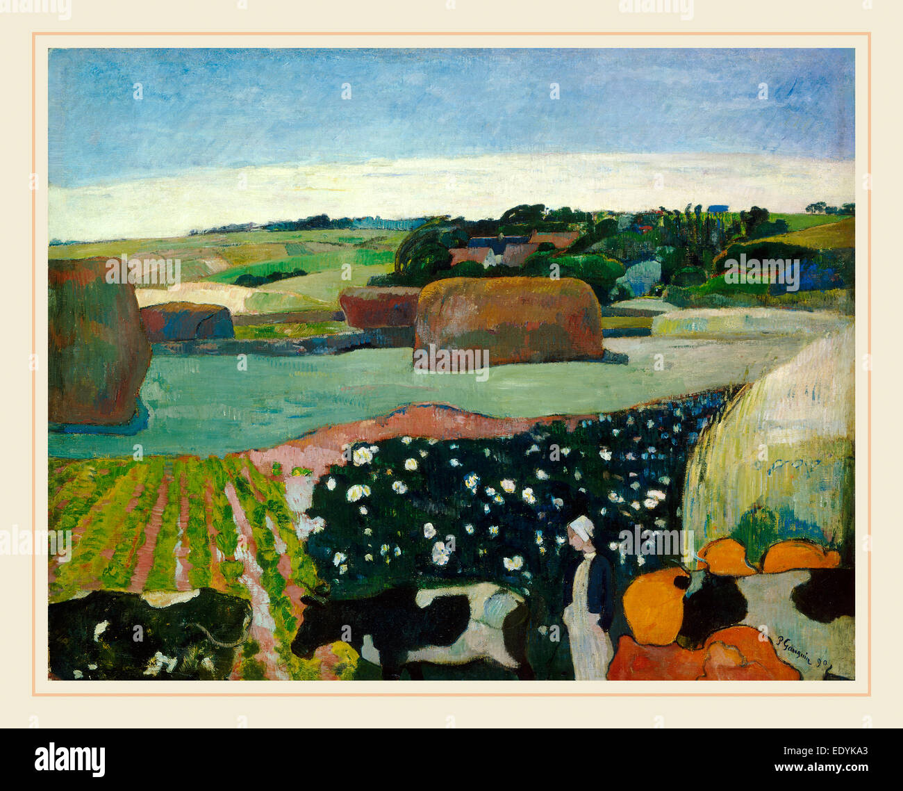 Paul Gauguin, French (1848-1903), Haystacks in Brittany, 1890, oil on ...