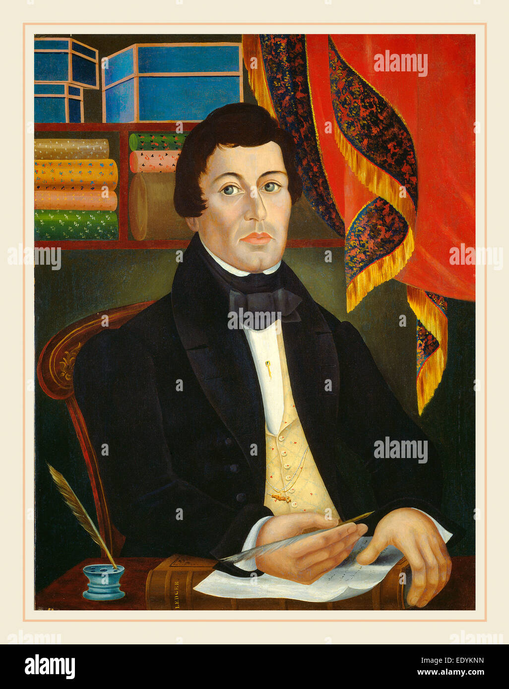 American 19th Century, Textile Merchant, c. 1840, oil on canvas Stock ...