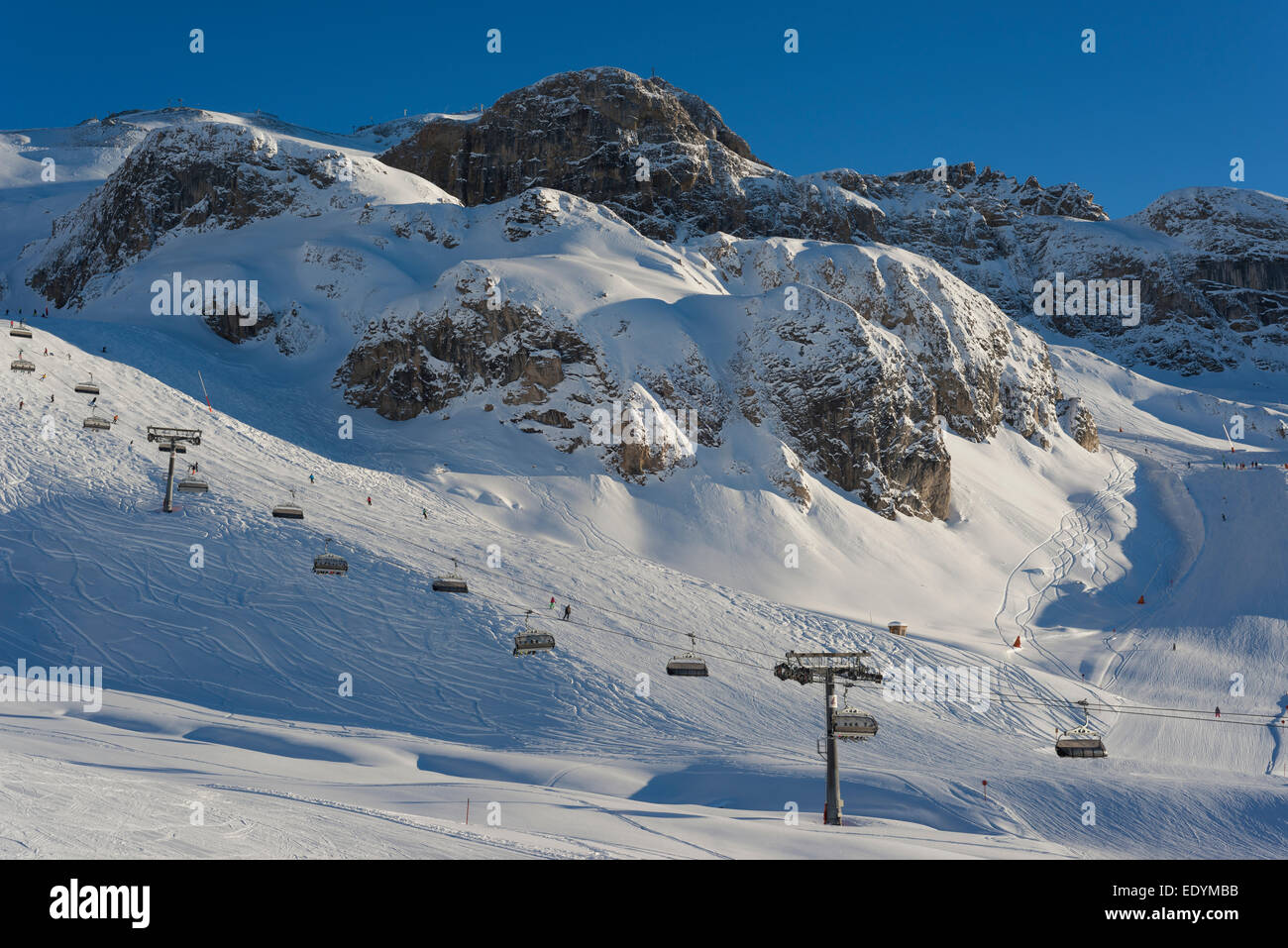 Winter sports region Silvretta Arena, Idjochbahn front, Greitspitze ...