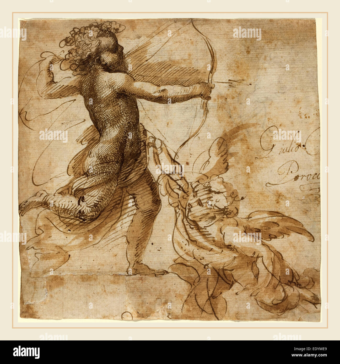 Giulio Cesare Procaccini, Italian (1574-1625), Cupid, pen and brown ink ...