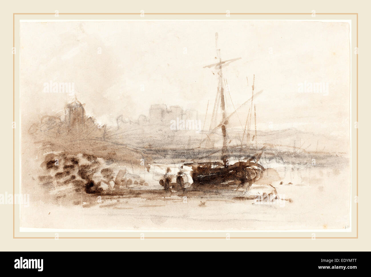 British 19th Century, Sailboat on a Beach, first half 19th century ...