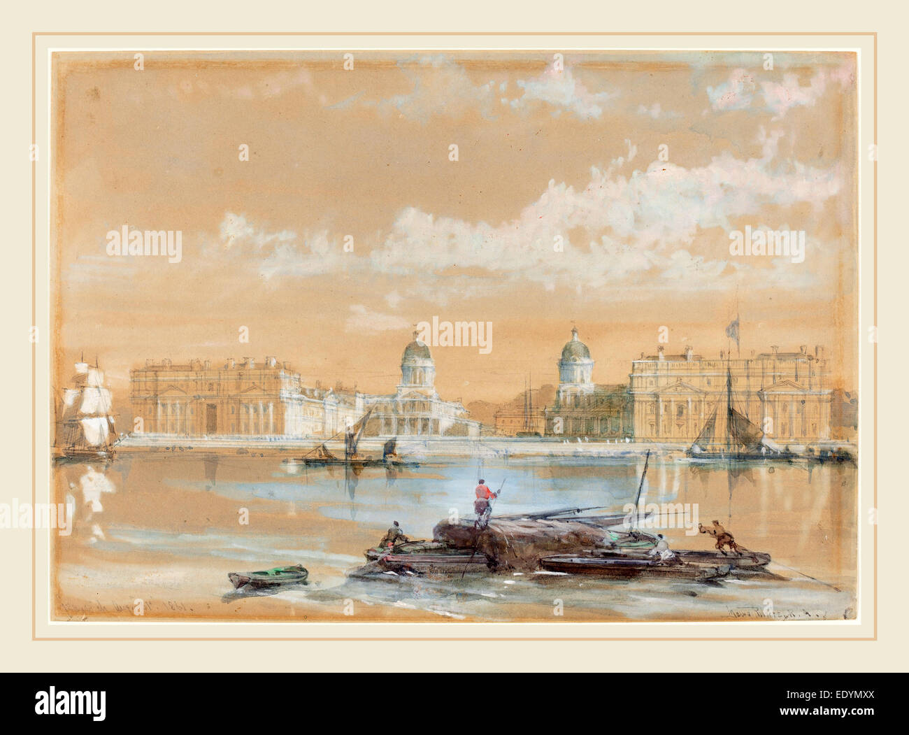 David Roberts (Scottish, 1796-1864), The Naval College from the River ...