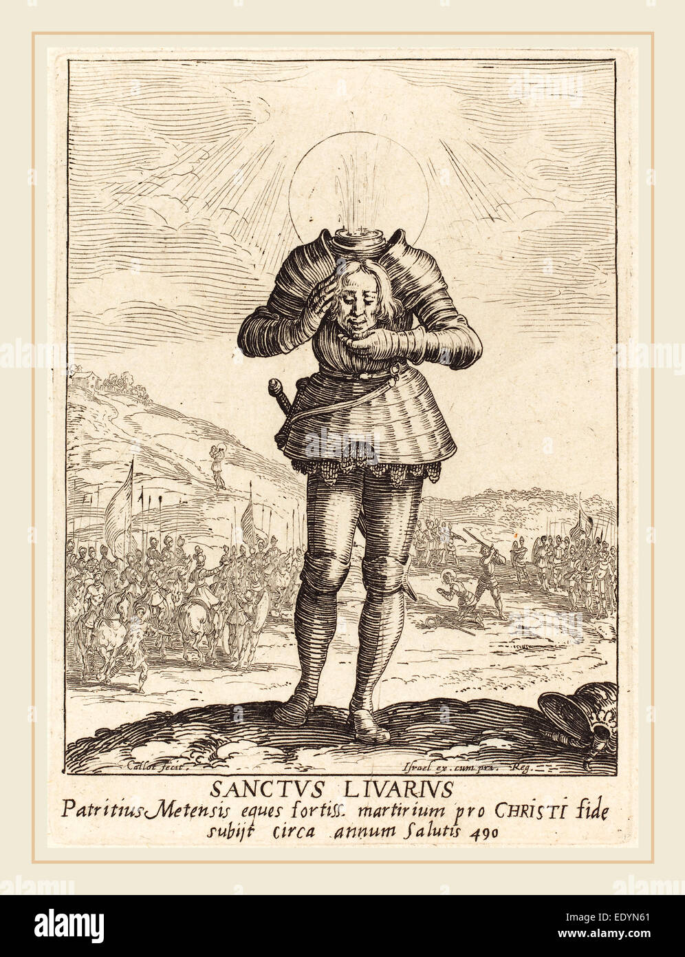 Jacques Callot, French (1592-1635), Saint Livier, etching Stock Photo ...