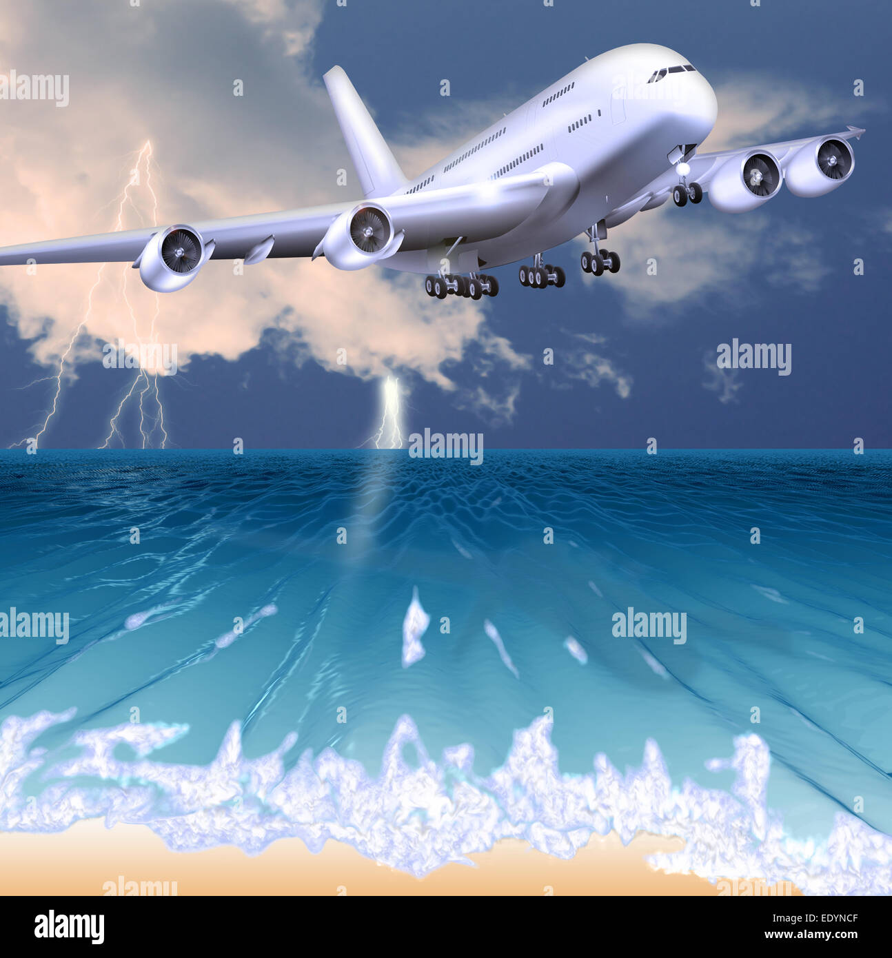 Passenger plane ocean illustration hi-res stock photography and images ...