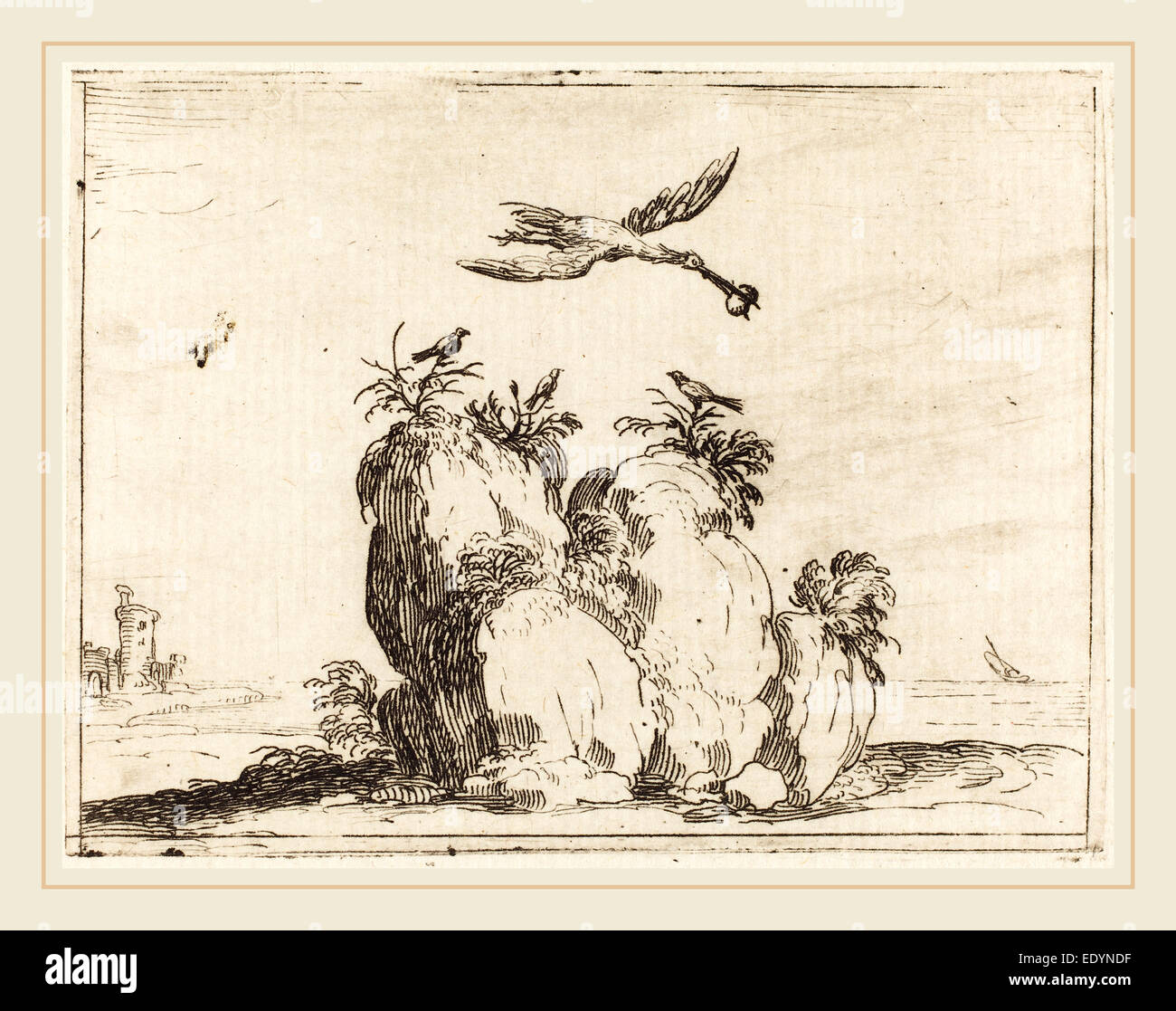 Jacques Callot, French (1592-1635), Crane Flying, 1628, etching Stock ...