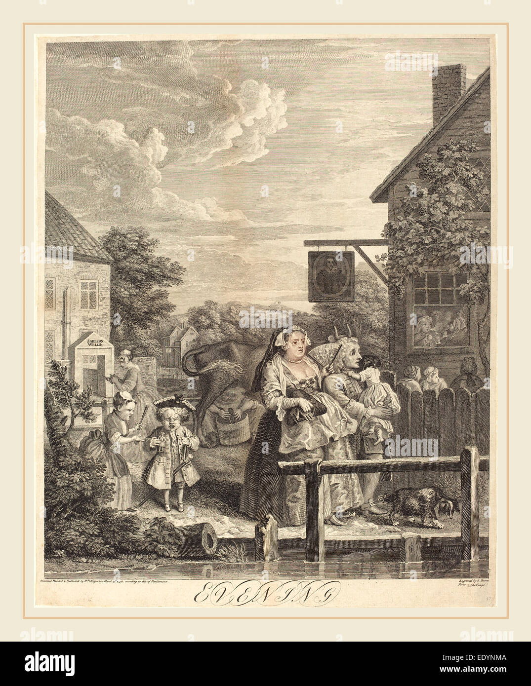 William Hogarth,English, (1697-1764), Evening, 1738, etching and ...