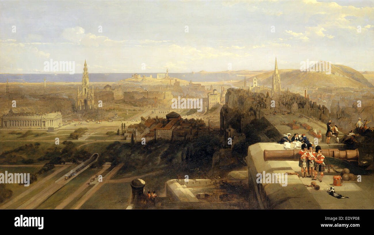 Edinburgh from the Castle Signed and dated in brown paint, lower left ...
