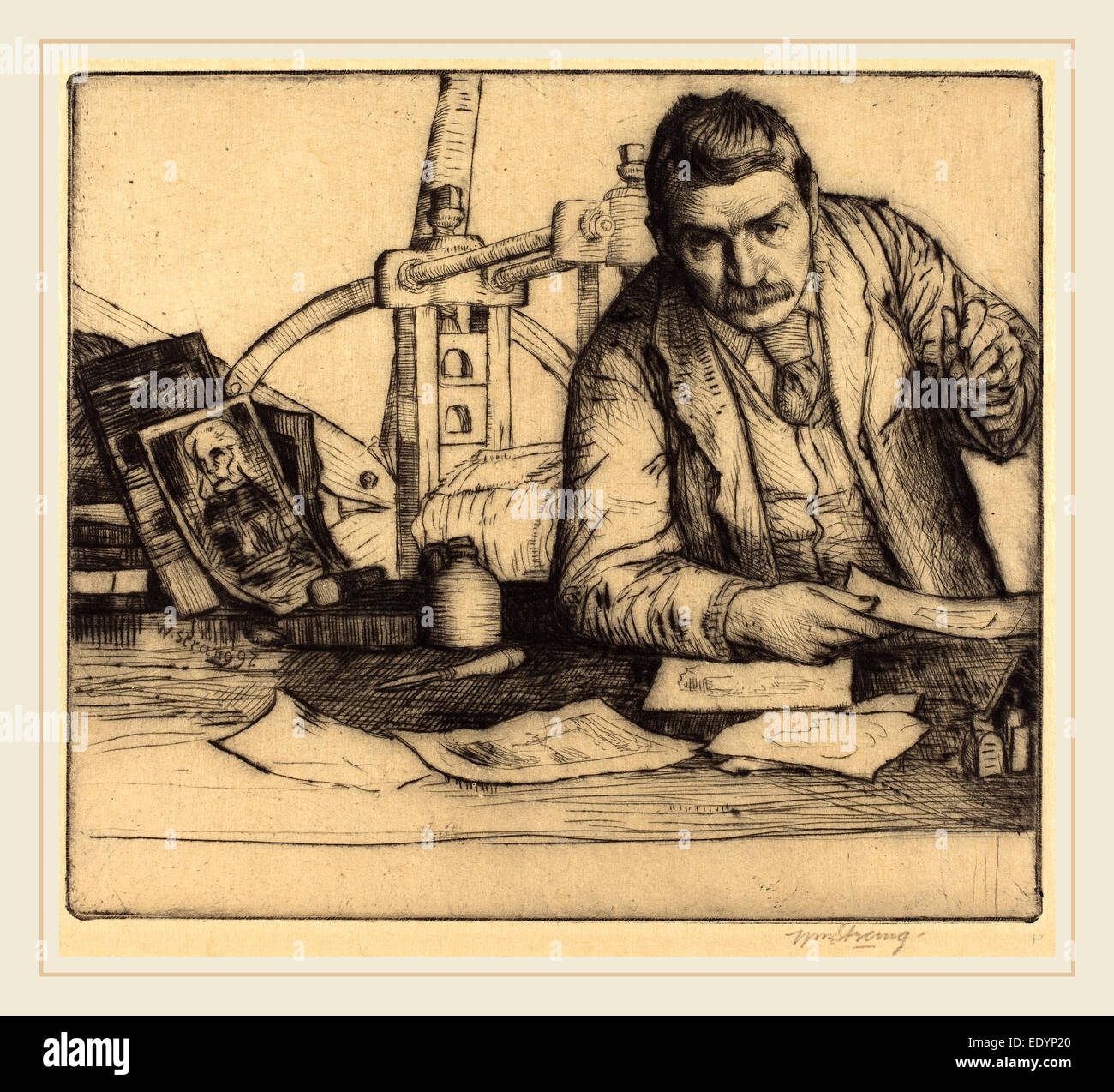 William Strang (Scottish, 1859-1921), Self-Portrait, 1897, drypoint ...