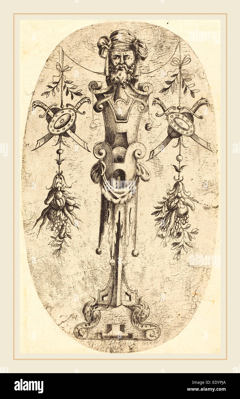 Jean Mignon, French (active 1543-active c. 1545), Bearded Head on a ...